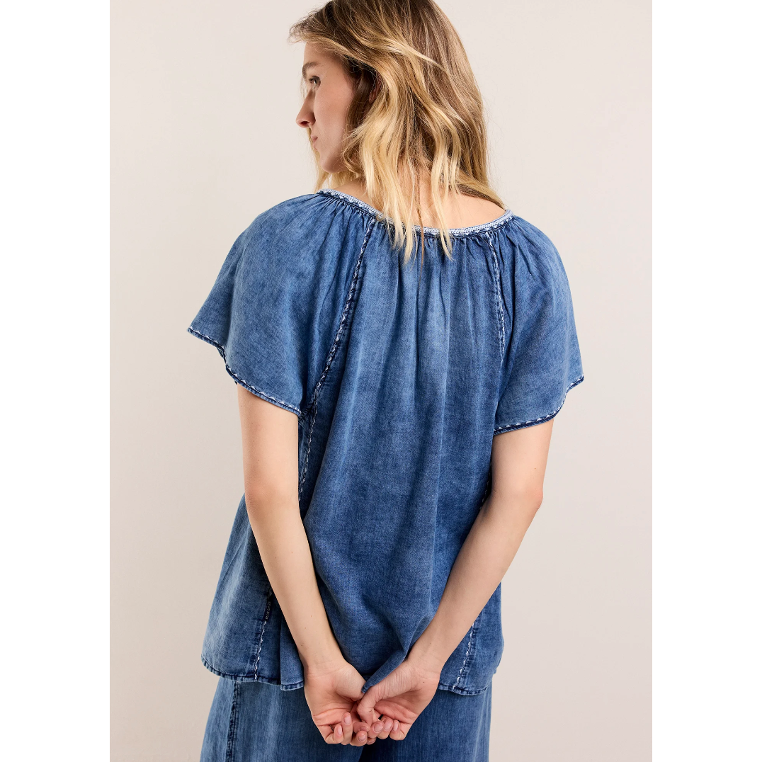 Summum Woman Ladies Blue Daze Embroidered Top - Indigo – Ellie and Bea