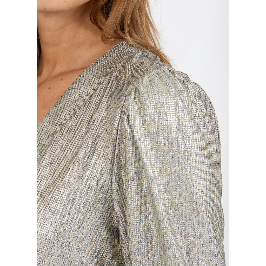 Coster Copenhagen Ladies Top with Puff Sleeve - Silver/Gold – Ellie and Bea